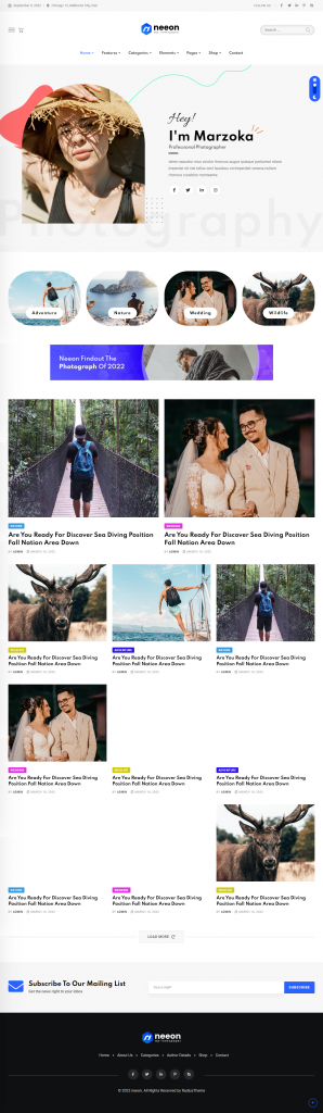 Mẫu website dịch vụ chụp hình Neeon