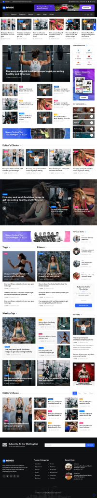 Mẫu website phòng tập fitness Neeon